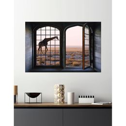 queence Wandsticker &raquo;Giraffe&laquo; Wandsticker, Wandbild, selbstklebend, 3D, Fenster bunt Vinyl