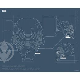 Komar Bild &raquo;Star Wars EP9 Blueprint Kylo Helmet&laquo; Star Wars 1 Stk. tlg. Wandbild zur Dekoration im Kinderzimmer - ohne Rahmen schwarz-wei&szlig; Holz, Papier