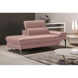 Egoitaliano Ottomane &raquo;Princess, elegantes Designsofa mit erstklassigem Sitzkomfort,&laquo; inkl. verstellbarem Kopfteil und edle Designmetallf&uuml;&szlig;e rosa Leder NUVOLE (