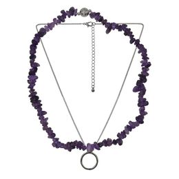 Steuer Damen Kette mit Anh&auml;nger &raquo;Set Amethyst-Splitterkette und Kette mit Anh&auml;nger&laquo; lila