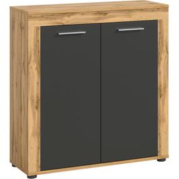 Home Affaire Highboard &raquo;Aosta, H&ouml;he 88 cm, in verschiedenen Farbausf&uuml;hrungen&laquo; mit 2 T&uuml;ren und 3 F&auml;chern, Wohnzimmer, Kommode, Schrank grau FSC -