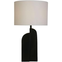 Searchlight Tischleuchte &raquo;Perth 1Lt Table Lamp, Matt Black Resin & White Linen Shade&laquo; E27 1 Stk. schwarz