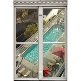 queence Wandsticker &raquo;Pool&laquo; Wandsticker, Wandbild, selbstklebend, 3D, Fenster blau