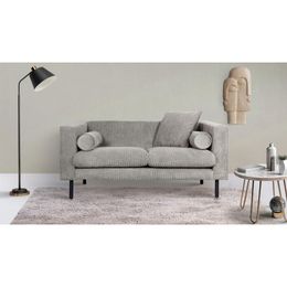 Home Affaire 2-Sitzer &raquo;Lillibeth Designsofa mit Wellenunterfederung, Ma&szlig;e B/T/H: 155/74/83 cm&laquo; Zierkissen als Wendekissen, in Samtoptik oder Cord grau