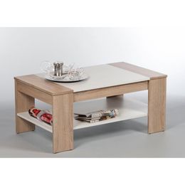 Stolkom Couchtisch &raquo;Finley mit Ablageboden, Eiche Sonoma Wei&szlig;, BxHxT 100x44x58 cm&laquo; Couchtisch, OTTOs Choice, Schubladenfront mit Lamellen-Optik, Couchtisch 
