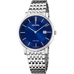 Festina Herren &raquo;Swiss Made Collection&laquo; Armbanduhr, Herrenuhr, Damenuhr, Edelstahlband, Saphirglas, Swiss Made blau