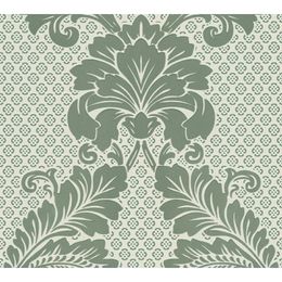 ARCHITECTS PAPER Vliestapete &raquo;Luxury wallpaper&laquo; Barock gemustert ornamental beflockt Ornament Tapete Barock Tapeten Wohnzimmer Schlafzimmer K&uuml;che Flur B&uuml;ro gr&uuml;n Vinyl,