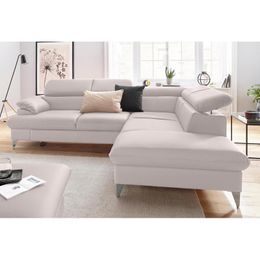 COTTA Ecksofa &raquo;Caluso L-Form&laquo; mit Kopfteilverstellung, wahlweise mit Bettfunktion & Bettkasten beige Kunstleder SOFTLUX ;NaturLEDER (echtes Rindsleder