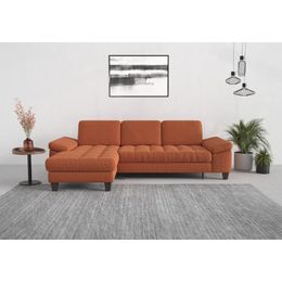 Sit & More sit&more Ecksofa &raquo;Westham L-Form&laquo; Recamiere, mit oder ohne Bettfunktion, Bettkasten, F&uuml;&szlig;e wengefarben orange 90% Polyester 10% Polyamid