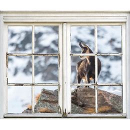 queence Wandsticker &raquo;Steinbock&laquo; Wandsticker, Wandbild, selbstklebend, 3D, Fenster, Steinbock braun