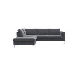 FLEXLUX Ecksofa &raquo;Fiore, L-Form&laquo; schmale Armlehnen, F&uuml;&szlig;e alufarben, B/T 234/225 cm, Kaltschaum im Sitz grau 100% Polyester