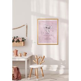 Komar Bild &raquo;Stitch Always an Angel&laquo; Disney 1 Stk. tlg. Wandbild zur Dekoration im Kinderzimmer - ohne Rahmen rosa Holz, Papier