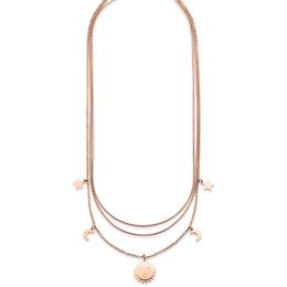 Bruno Banani Damen Kette mit Anh&auml;nger &raquo;Schmuck Geschenk Halskette Sonne Mond Sterne Layering Look&laquo; rosa