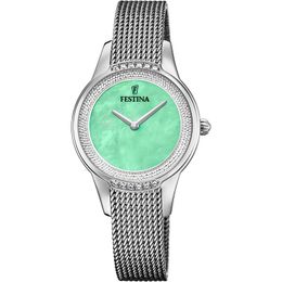 Festina Damen Quarzuhr &raquo;Mademoiselle&laquo; Armbanduhr, Damenuhr, Edelstahlarmband, analog, Zirkonia (synth.) silber