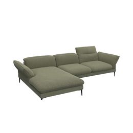 FLEXLUX &raquo;Salino, Funktionssofa mit Recamiere, Relaxsofa, Ecksofa&laquo; Sofa mit Arm- und Kopfteil-Verstellungen, Kaltschaum & Stahl-Wellen gr&uuml;n 100% 