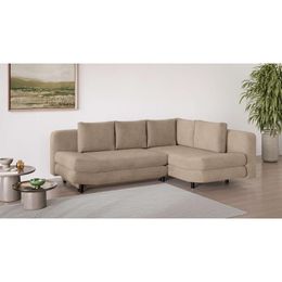 Home Affaire Ecksofa &raquo;LENNARA Schlafsofa mit Bettkasten, Ma&szlig;e B/T/H: 234/179/85 cm&laquo; L-Form mit Ottomane rechts/links, mit Wellenunterfederung braun 
