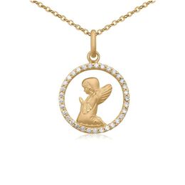 Firetti Damen Kette mit Anh&auml;nger &raquo;Schmuck Geschenk Gold 333 Halsschmuck Halskette Goldkette Ankerkette&laquo; mit Zirkonia (synth.) gold