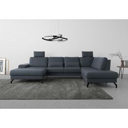 Sit & More sit&more Wohnlandschaft &raquo;Cinturo U-Form&laquo; inklusive Sitztiefenverstellung und Federkern, Sitzh&ouml;he 45 cm blau