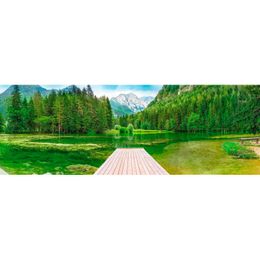 Komar Fototapete &raquo;Green Lake - Gr&ouml;&szlig;e 368 x 127 cm&laquo; bedruckt glatt Wohnzimmer, Schlafzimmer bunt Papier
