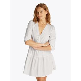 Tommy Jeans Damen Blusenkleid &raquo;TJW POPLIN TIERED MINI DRESS EXT&laquo; mit Bindeband beige XL (42), N-Gr