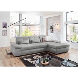 Die PlanBar Ecksofa &raquo;MP-IN16012 L-Form, mit Federkern-Polsterung&laquo; inkl. Sitztiefenverstellung, wahlweise mit weiteren Funktionen silber 85% Polyester;