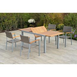 Merxx Garten-Essgruppe &raquo;Silano&laquo; 5 Stk. tlg. grau Aluminium, Kunststoff, Massivholz