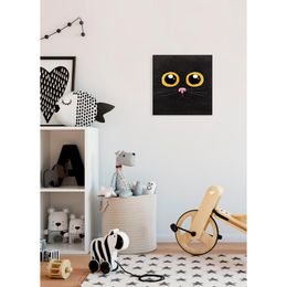 Komar Leinwandbild &raquo;Black Cat - Gr&ouml;&szlig;e 30 x 30 cm&laquo; Natur 1 Stk. tlg. Keilrahmenbild mi Echtholzrahmen schwarz Holz, Papier