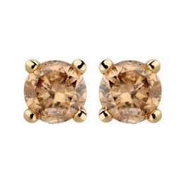 OROLINO Damen Paar Ohrstecker &raquo;585/- Gelbgold 2 Brill. 0,25 ct. braun&laquo;