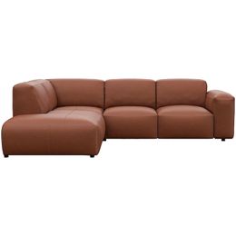 FLEXLUX Ecksofa &raquo;Lucera, super bequem durch hochwertigen Sitzaufbau mit Kaltschaum&laquo; modern & anschmiegsam, L-Form, Designsofa braun 100% Echteder