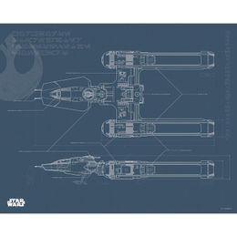 Komar Bild &raquo;Star Wars EP9 Blueprint Y-Wing&laquo; Star Wars 1 Stk. tlg. Wandbild zur Dekoration im Kinderzimmer - ohne Rahmen schwarz-wei&szlig; Holz, Papier