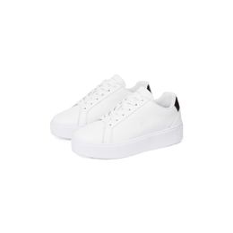 Tommy Hilfiger Damen Plateausneaker &raquo;TH PLATFORM COURT SNEAKER&laquo; , Freizeitschuh, Halbschuh, Schn&uuml;rschuh, Kontrastbesatz an der Ferse wei&szlig; 41