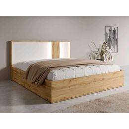 Home Affaire Bett &raquo;Bett Fabella ohne Matratze (Schlaffl&auml;che 180x200 cm)&laquo; Bett mit Stauraum und Led-Beleuchtung, BxTxH 191,3x206,4x102,2 cm beige