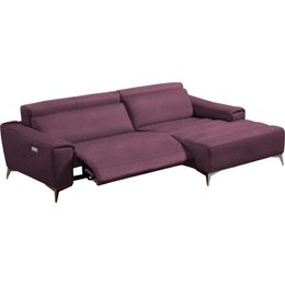 Egoitaliano Ecksofa &raquo;Suzette, Designsofa mit hohem Sitzkomfort&laquo; mit Recamiere, inkl. 1 elektronischen Relaxfunktion, L-Form lila