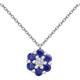 Firetti Damen Kette mit Anh&auml;nger &raquo;Schmuck Geschenk Silber 925 Halsschmuck Ankerkette Anh&auml;nger Blume&laquo; Made in Germany - mit Zirkonia (synth.) blau