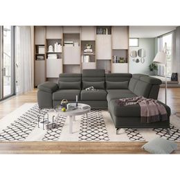 Sit & More sit&more Ecksofa &raquo;Cabrio L-Form, B: 274 cm, mit Sitztiefen-, Arm- & Kopfteilverstellung&laquo; 3 Nierenkissen, Federkern, optional Bettfunktion und Stauraum