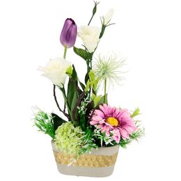 I.GE.A. Kunstblume &raquo;Arrangement Ranunkel/Lysianthus&laquo; Pflanzschale aus Rinde mit Moos lila