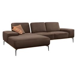 W.Schillig Ecksofa &raquo;run, Designsofa mit tollem Sitzkomfort, bequem, L-Form&laquo; mit Holzsockel, F&uuml;&szlig;e in Schwarz pulverbeschichtet, Breite 279 cm braun 