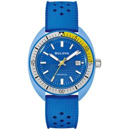 Bulova Herren Quarzuhr Armbanduhr, Herrenuhr, analog, Tag blau