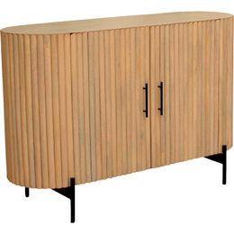 Sit Kommode 1 Stk. tlg. Lamellen-Design im Retro Stil beige Massivholz, Metall