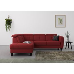 Sit & More sit&more Ecksofa &raquo;Belluci L-Form&laquo; inklusive Federkern, wahlweise mit Bettfunktion und Bettkasten rot