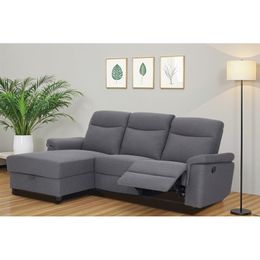 Home Affaire Ecksofa &raquo;BRIONNE, L-Form, 255cm, manuelle u. elektrische Funktion (USB A/C),&laquo; Liegefunktion, Stauraum, Federkernpolsterung, Webstoff grau