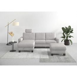 Home Affaire Ecksofa &raquo;Summer L-Form&laquo; mit Recamiere, mit oder ohne Bettfunktion und Bettkasten, Cord-Bezug silber 95% Polyester, 5% Polyamid