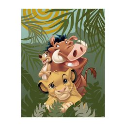 Komar Bild &raquo;Lion King Carefree Trio&laquo; Disney 1 Stk. tlg. Wandbild zur Dekoration im Kinderzimmer - ohne Rahmen bunt Holz, Papier