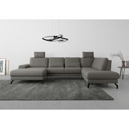Sit & More sit&more Wohnlandschaft &raquo;Cinturo U-Form&laquo; inklusive Sitztiefenverstellung und Federkern, Sitzh&ouml;he 45 cm grau