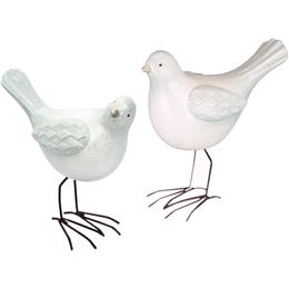 I.GE.A. Weihnachtsfigur &raquo;Vogel aus Terrakotta mit Glitzer, 2er Set, wei&szlig;, H&ouml;he ca. 18 cm&laquo; Weihnachtsdeko, Tierfigur wei&szlig; Terrakotta