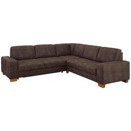 Home Affaire Ecksofa &raquo;Puccini L-Form&laquo; mit Federkern, Sitztiefenverstellung, Kontrastnaht braun Luxus-Microfaser Lederoptik (100% Polyester);Luxus-