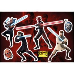 Komar Wandtattoo &raquo;Clone Wars Showdown - Gr&ouml;&szlig;e 100 x 70 cm&laquo; selbstklebend, Wandsticker, Kinderzimmer bunt Folie