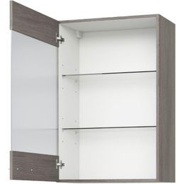 KOCHSTATION Glash&auml;ngeschrank &raquo;KS-Trea OG60-90&laquo; inklusive zwei Glaseinlegeb&ouml;den, Breite 60 cm, H&ouml;he 90 cm grau