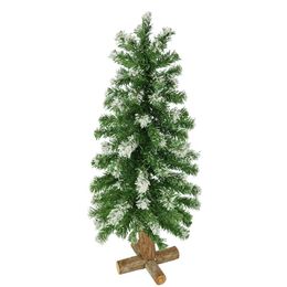 I.GE.A. K&uuml;nstlicher Weihnachtsbaum &raquo;Tannenbaum&laquo; Beschneit Mini Christbaum Holzst&auml;nder Weihnachtsdeko mit St&auml;nder Kunststoff