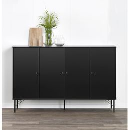 Sideboard &raquo;Mistral Kubus&laquo; mit vier T&uuml;ren und Metall F&uuml;&szlig;e, Breite: 136 cm schwarz Massivholz, Spanplatte